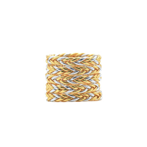 Gold & Silver Braided Bangle – Handcrafted Buddhist Jewelry – Manika USA
